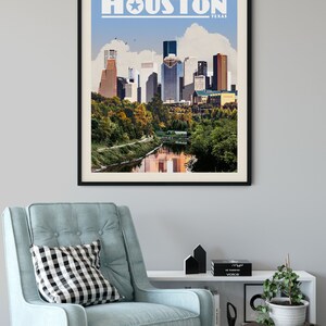Houston Wall Art Houston Skyline Texas Poster Texas Wall - Etsy