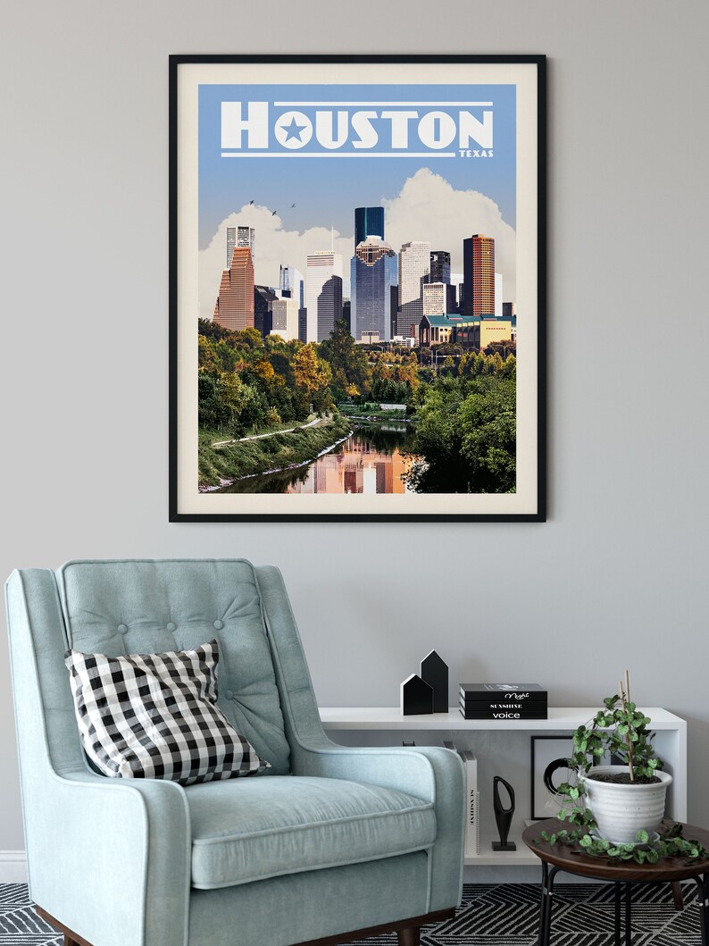 Houston Wall Art Houston Skyline Texas Poster Texas Wall - Etsy