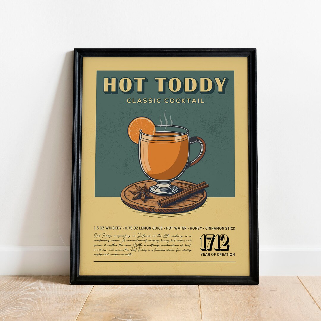Hot Toddy Cocktail Print, Hot Toddy Cocktail Poster Bar Cart Prints ...
