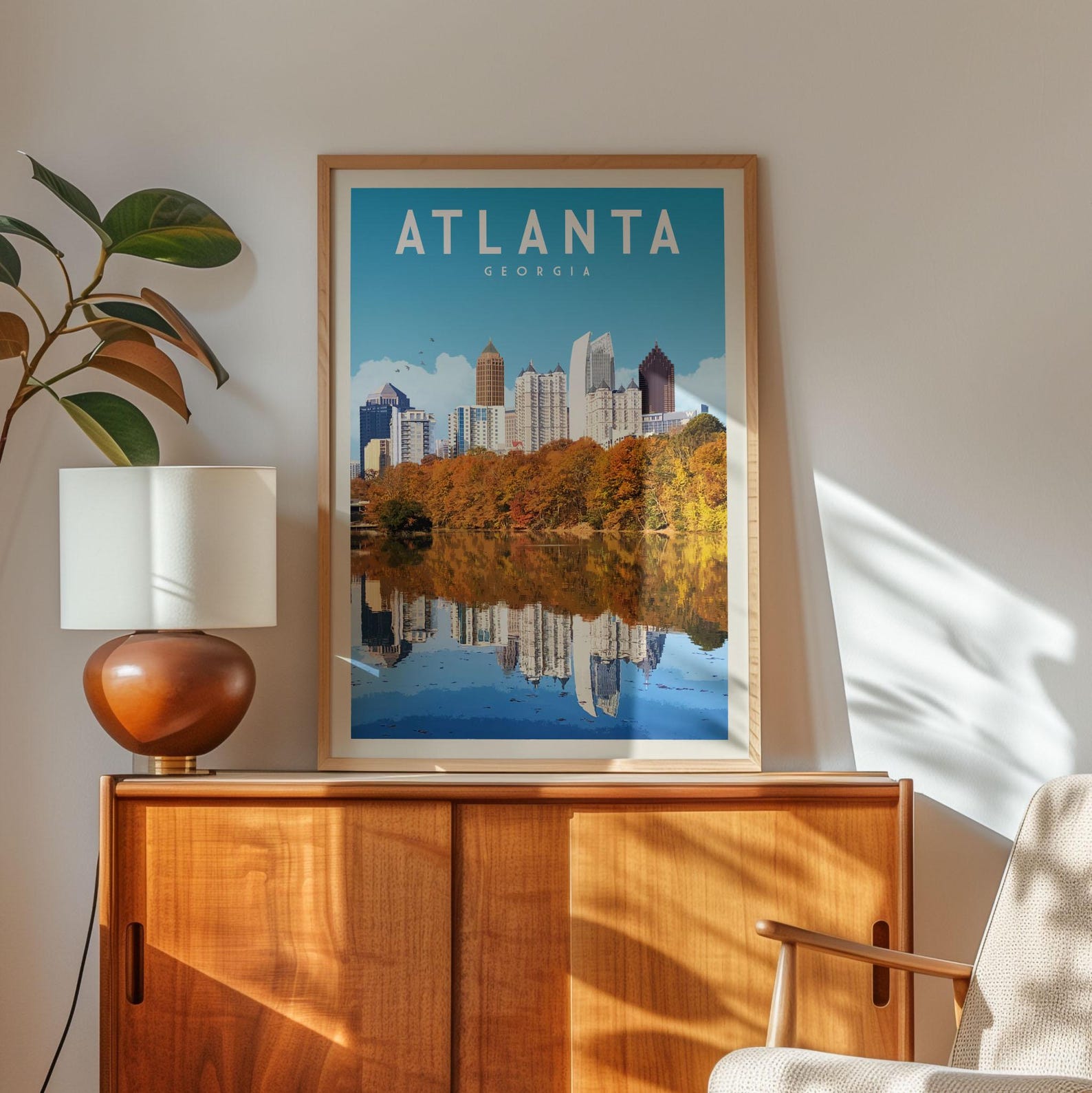 Atlanta Skyline Poster Print, Vintage Atlanta Georgia Wall Art Home ...