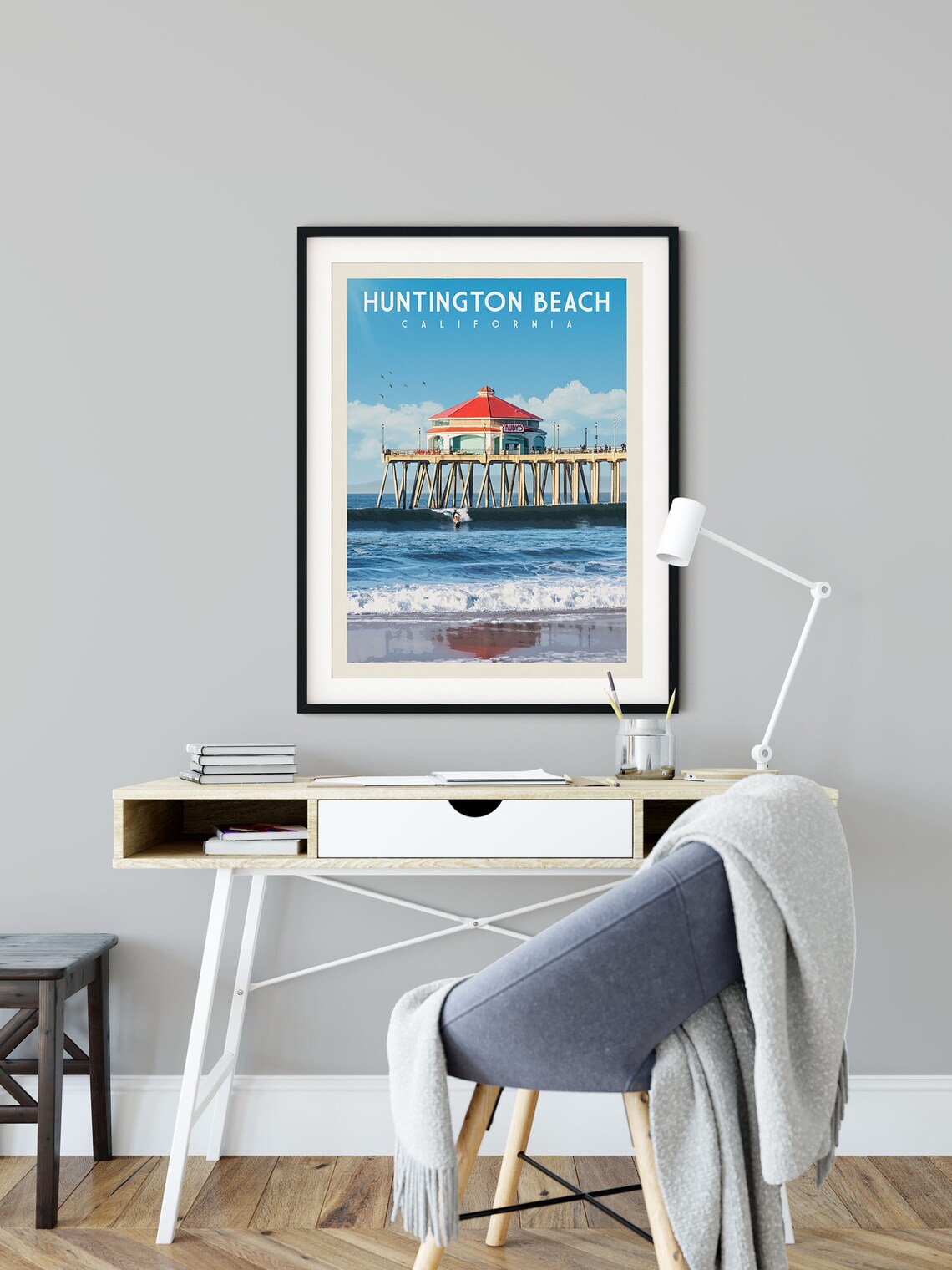 Huntington Beach Pier Poster California Wall Art Southern - Etsy