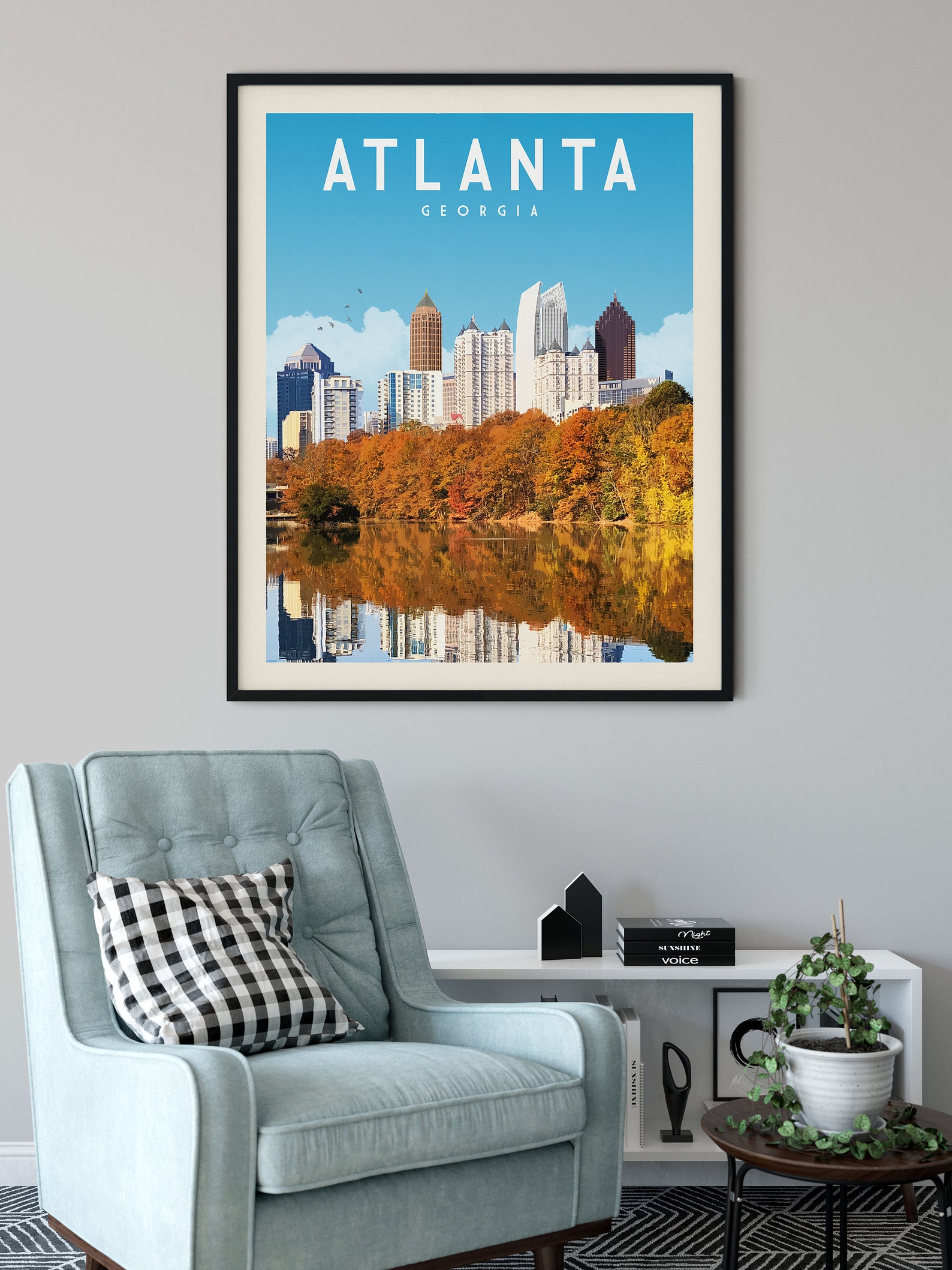 Atlanta Skyline Poster Print Vintage Atlanta Georgia Wall Art - Etsy