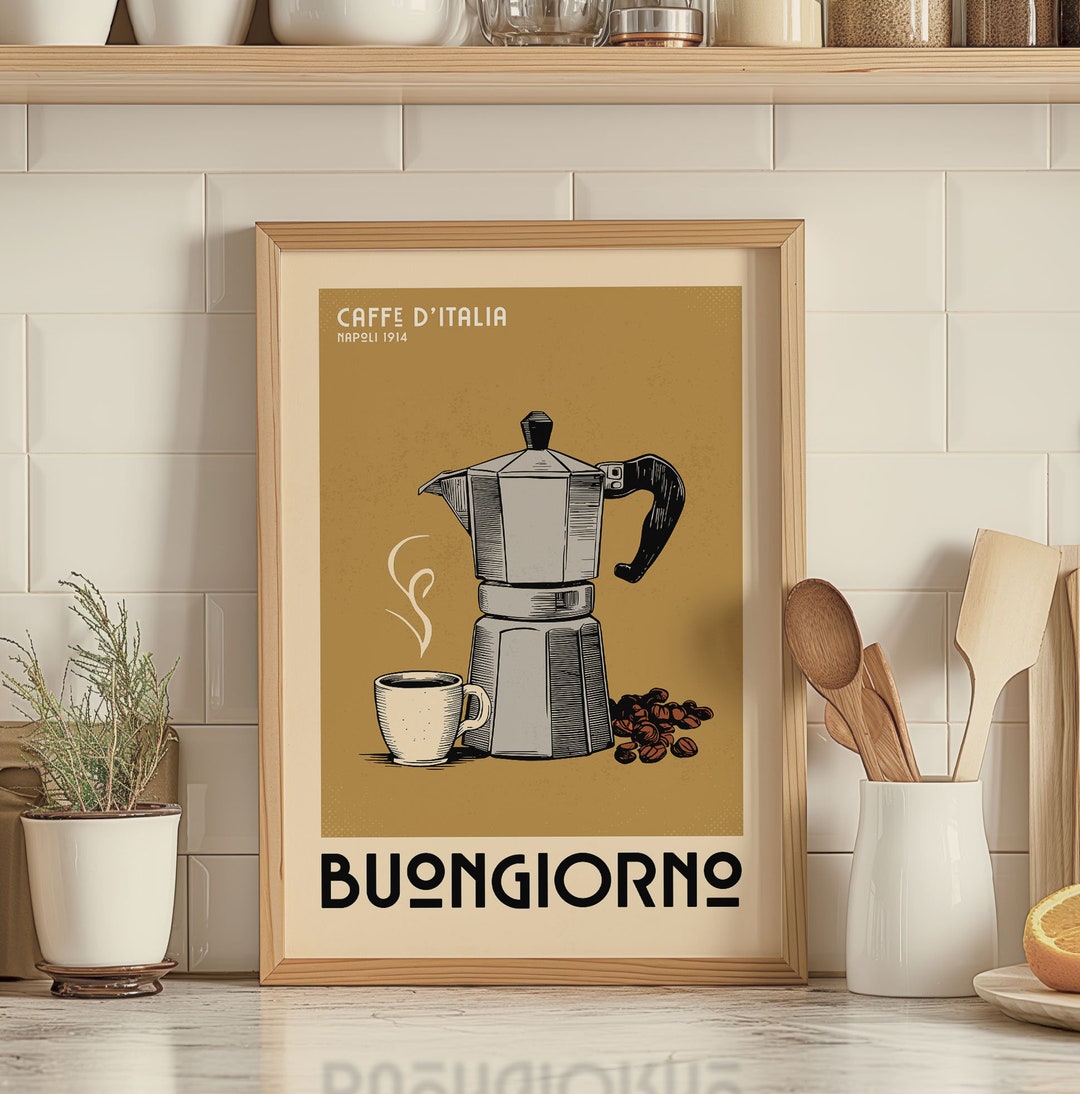 Italian Espresso Coffee Poster, Coffee Bar Art Print, Modern Kitchen ...