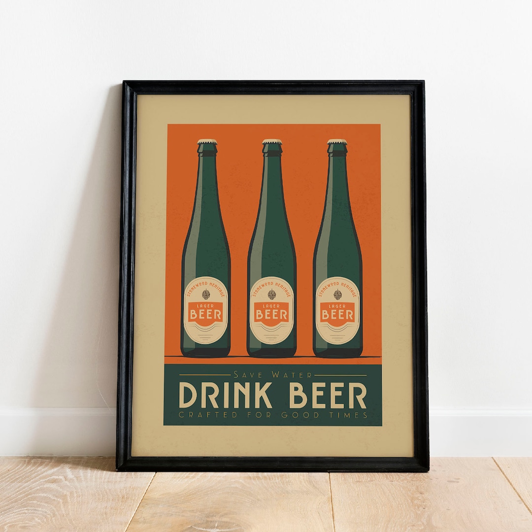 Beer Print, Beer Poster, Bar Wall Art, Classic Bar Cart Art Prints ...