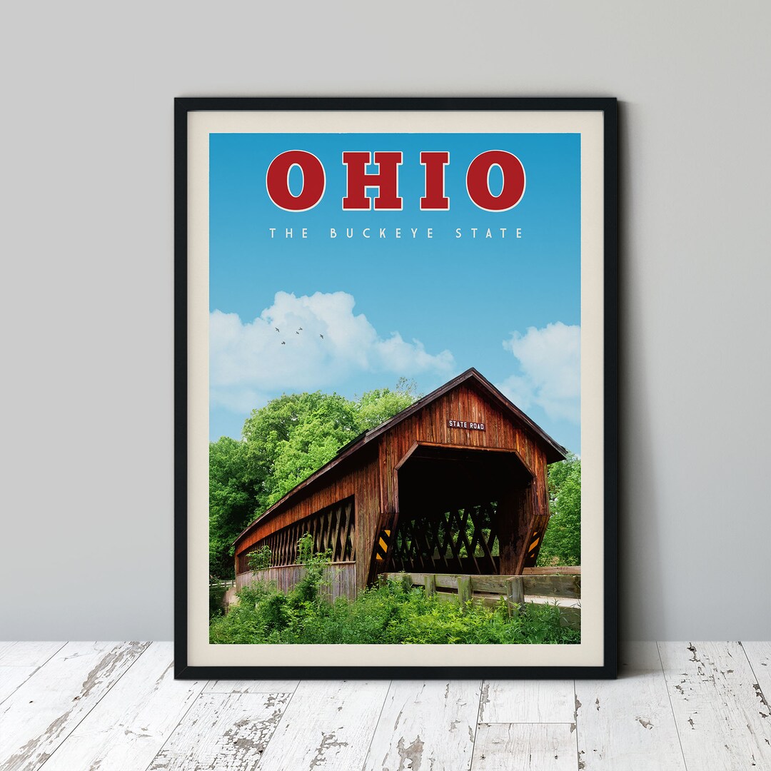 Ohio State Poster Mid Century Ohio Art Ohio Sign Ohio - Etsy