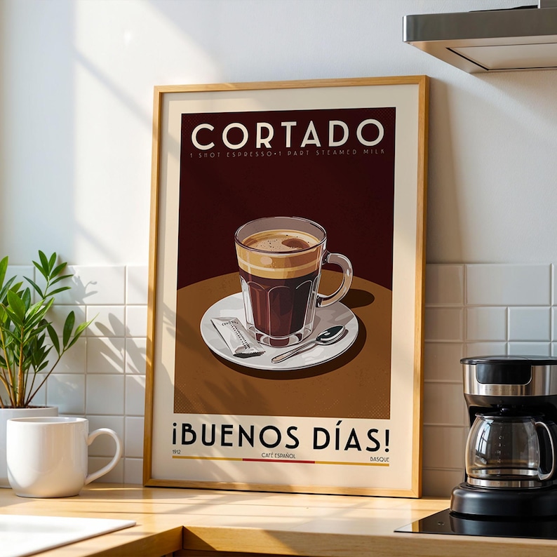 Cortado Coffee Poster, Kitchen Coffee Bar Art Print, Coffee Bar Sign ...