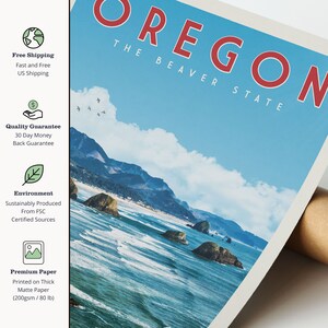 Oregon State Poster, Oregon Travel Print, Oregon Gift, Portland Oregon ...