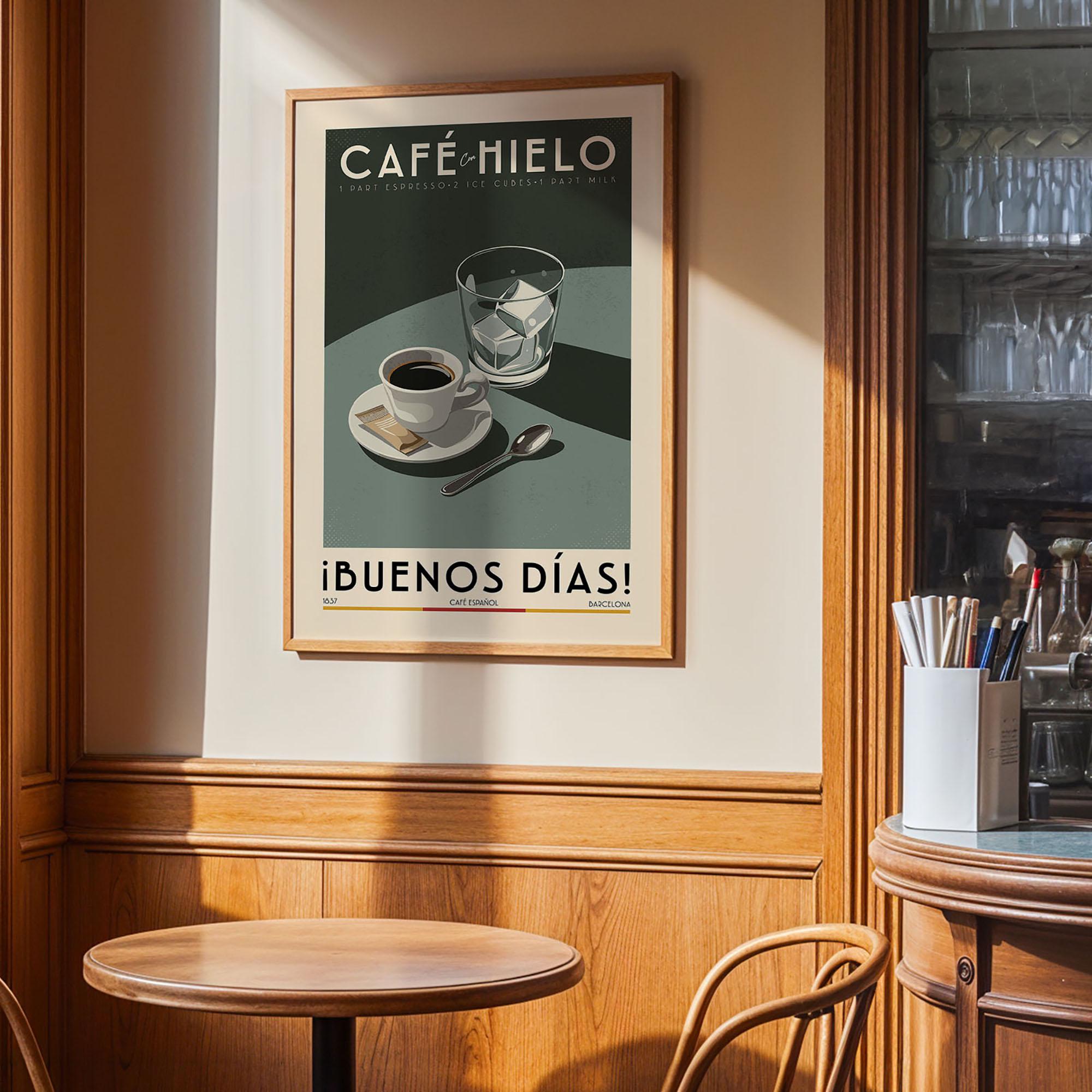 Cafe Con Hielo Coffee Poster, Kitchen Coffee Bar Art Print, Coffee Bar ...