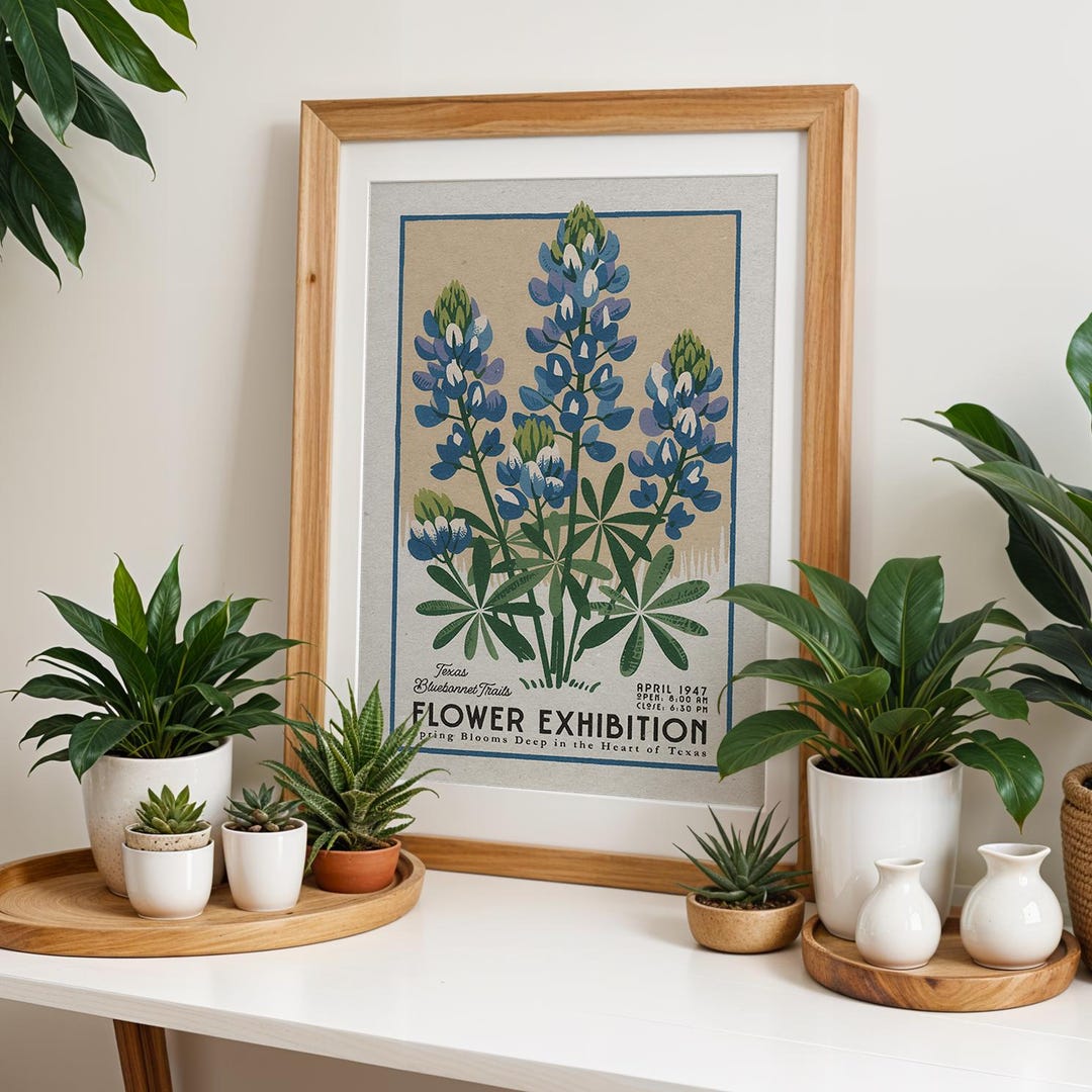 Texas Bluebonnet Botanical Print, Floral Wall Art for Plant Lovers ...