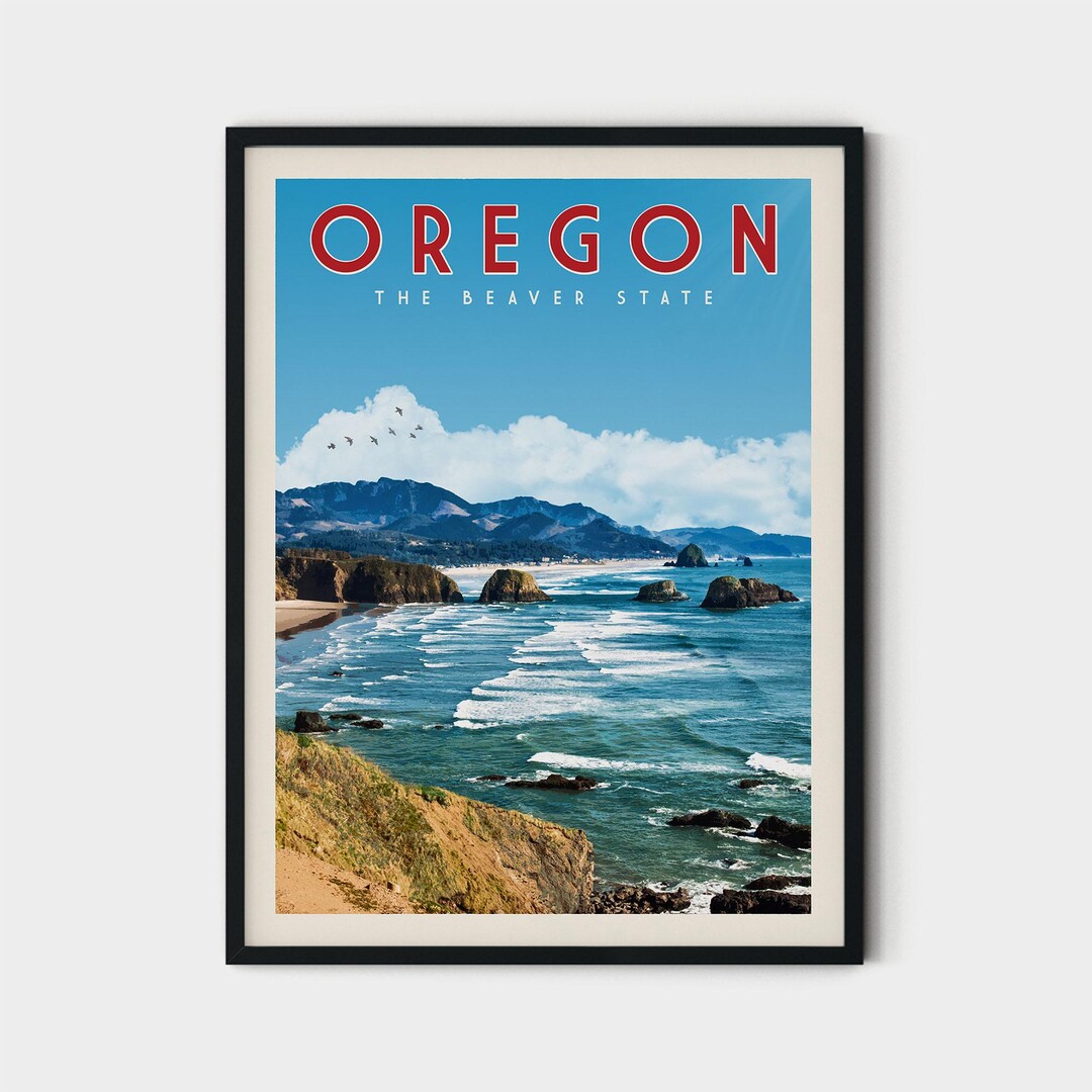 Oregon State Poster, Oregon Travel Print, Oregon Gift, Portland Oregon ...