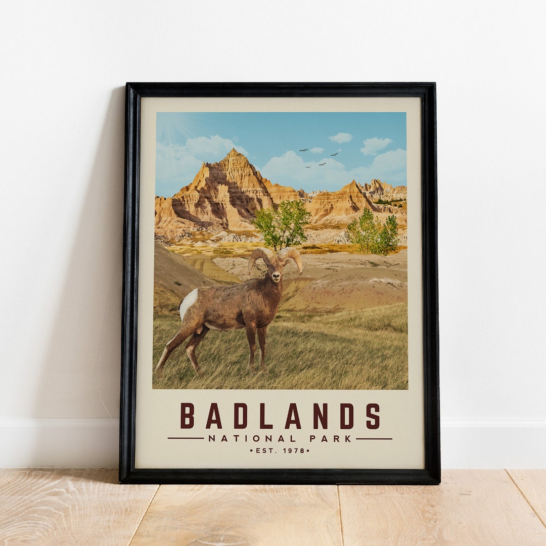 Badlands Wall Art, Badlands Art Print, Minimalist National Park Print ...
