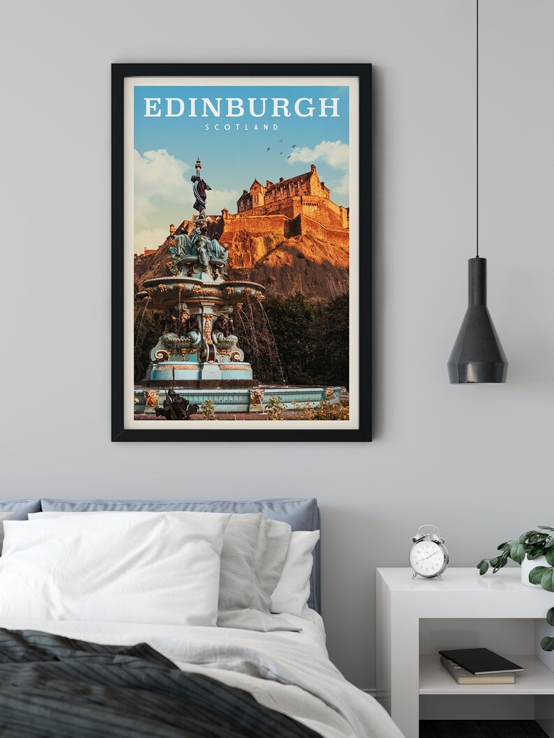 Edinburgh Scotland Travel Poster Edinburgh Sunset City Print - Etsy