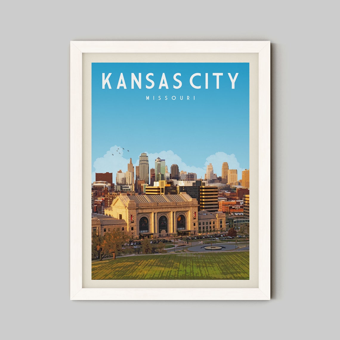 Kansas City Vintage Wall Art Kansas City Art Print Travel | Etsy