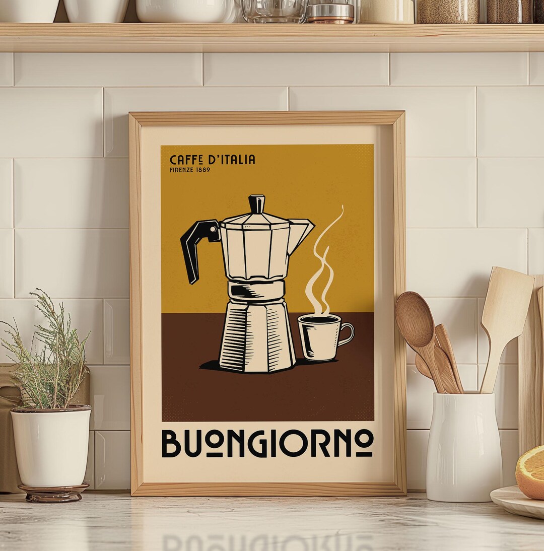 Italian Coffee Poster, Coffee Bar Art Print, Modern Kitchen Wall Art ...