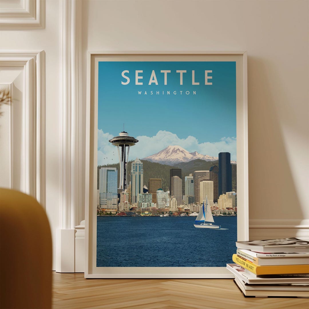 Seattle Poster Print, Seattle Washington State Wall Art Home Decor ...