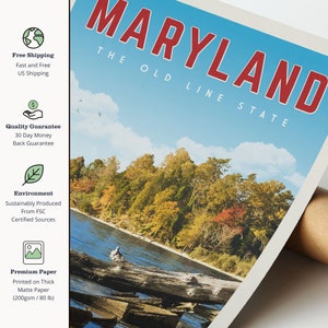 Maryland Art Print, Maryland Poster, Vintage Maryland Wall Art Home ...