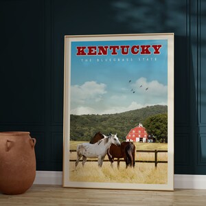 Kentucky State Travel Poster, Kentucky Art, Kentucky Gift, Kentucky ...