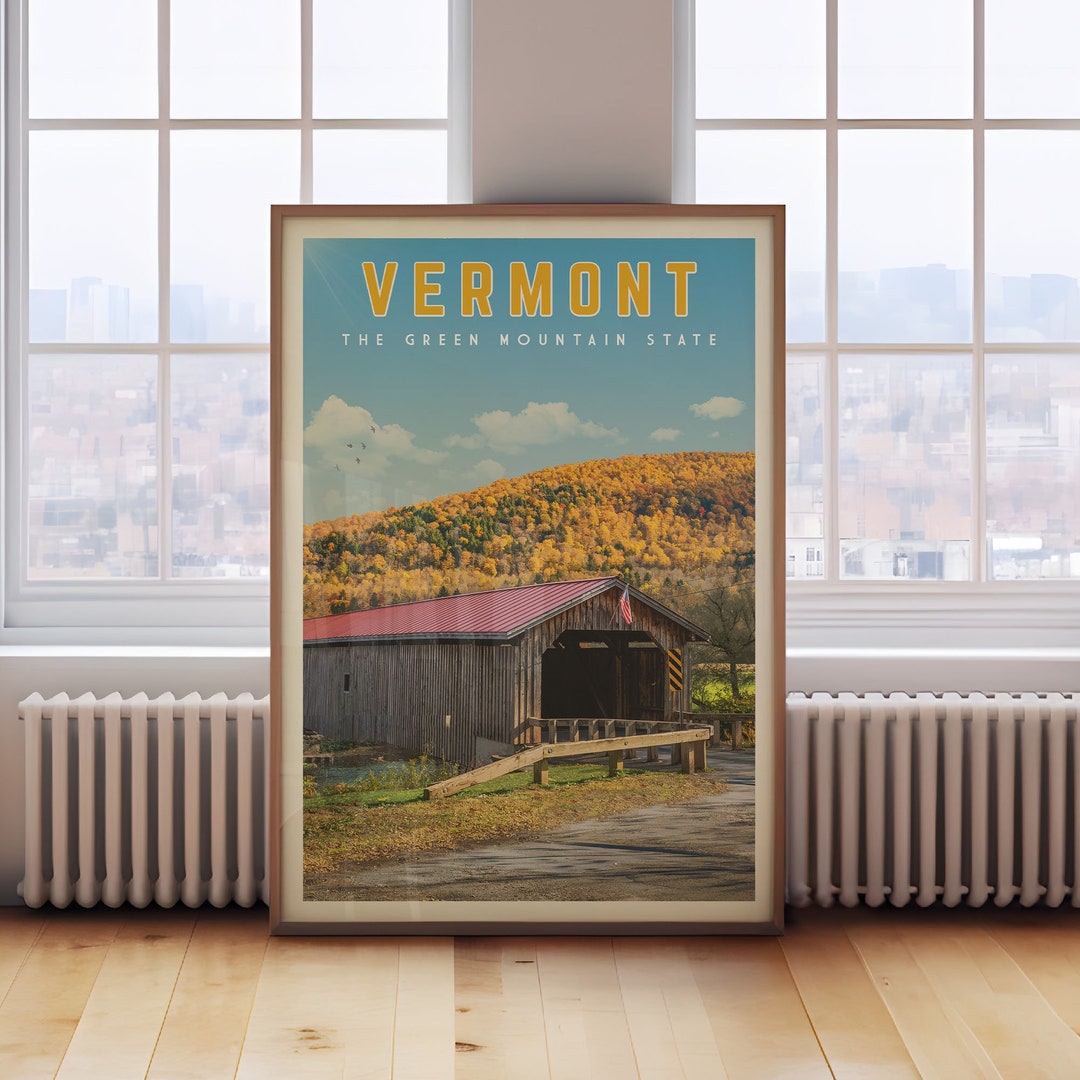 Vermont Travel Poster, Vermont Art Print, Vermont Gift, Vermont Wall ...