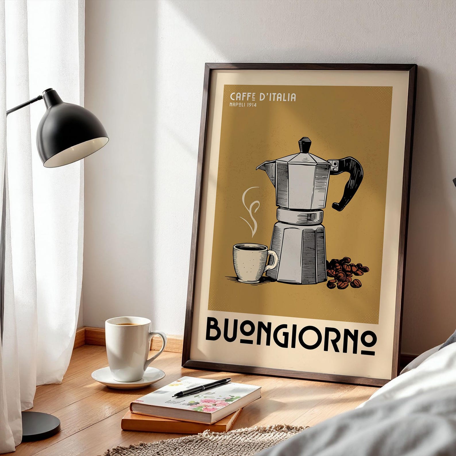 Italian Espresso Coffee Poster, Coffee Bar Art Print, Modern Kitchen ...