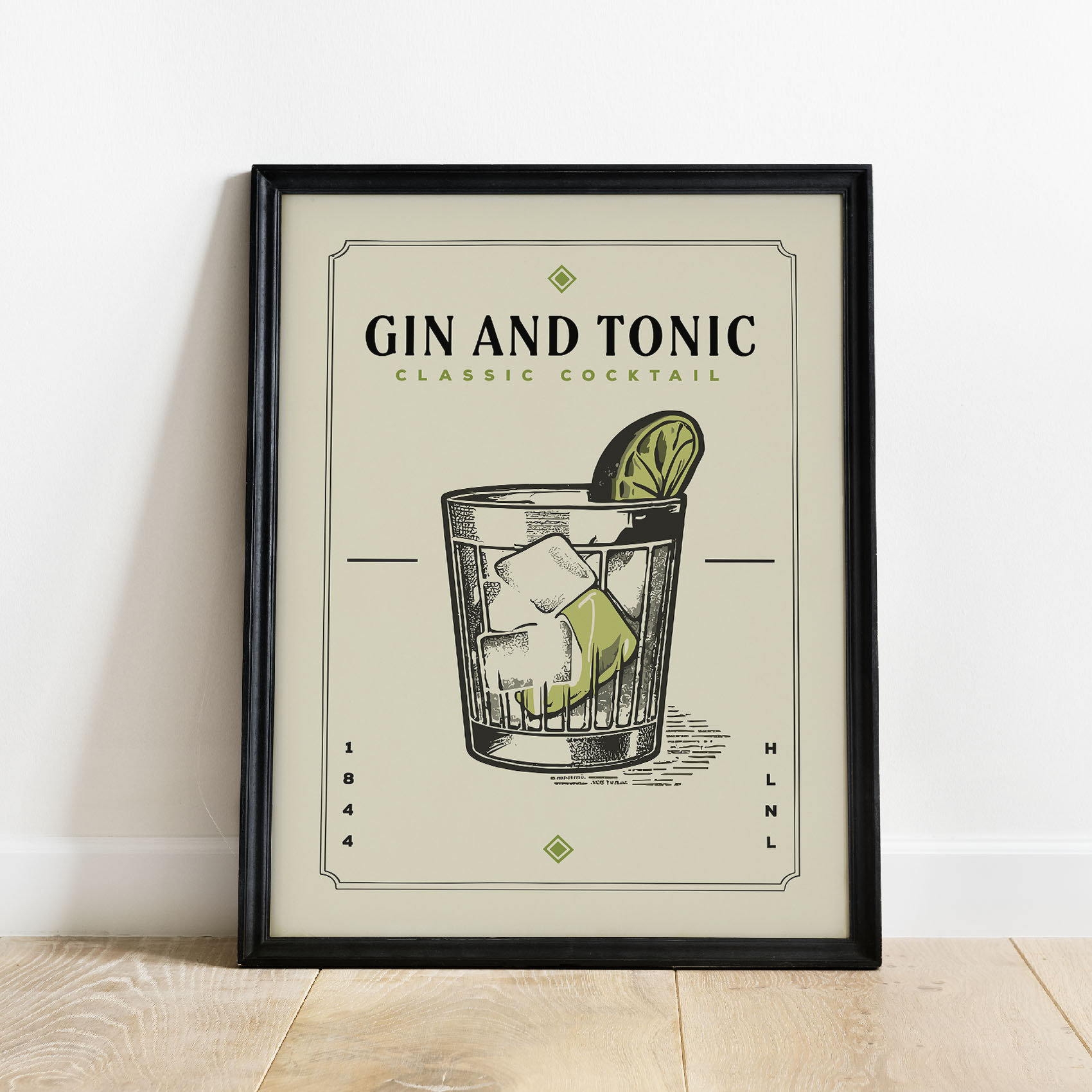 Gin and Tonic Cocktail Print, Gin and Tonic Cocktail Poster | Bar Cart ...
