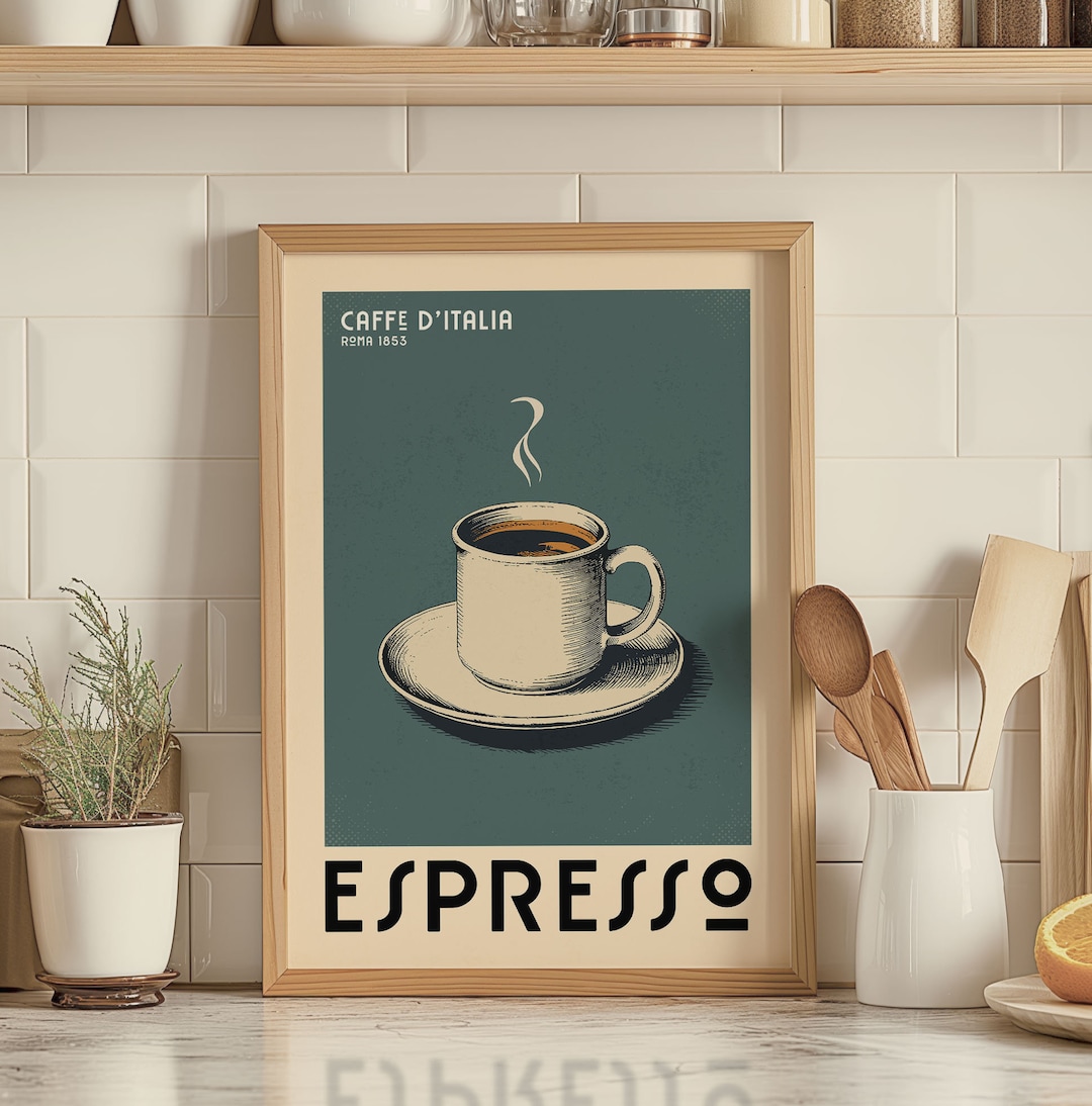 Espresso Coffee Poster, Coffee Bar Art Print, Modern Kitchen Wall Art ...