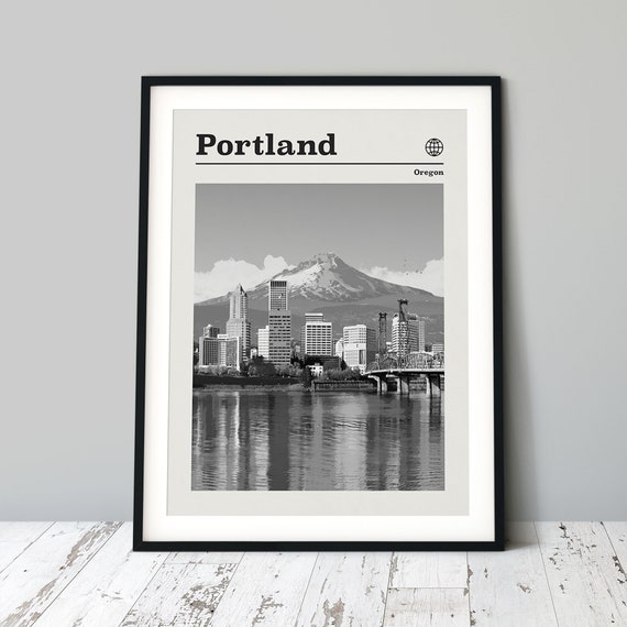 Portland Black and White Bridges Poster Portland Neighborhood | Etsy