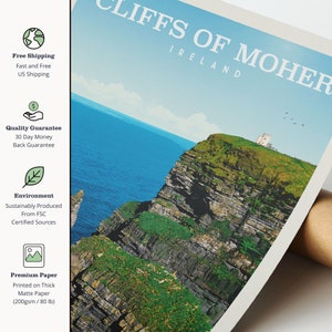 Cliffs of Moher Ireland Poster, Ireland Travel Print, Ireland Wall Art ...