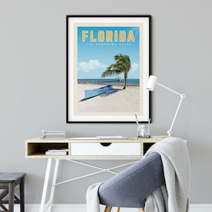 Florida Travel Poster Florida Wall Art Vintage Florida State | Etsy
