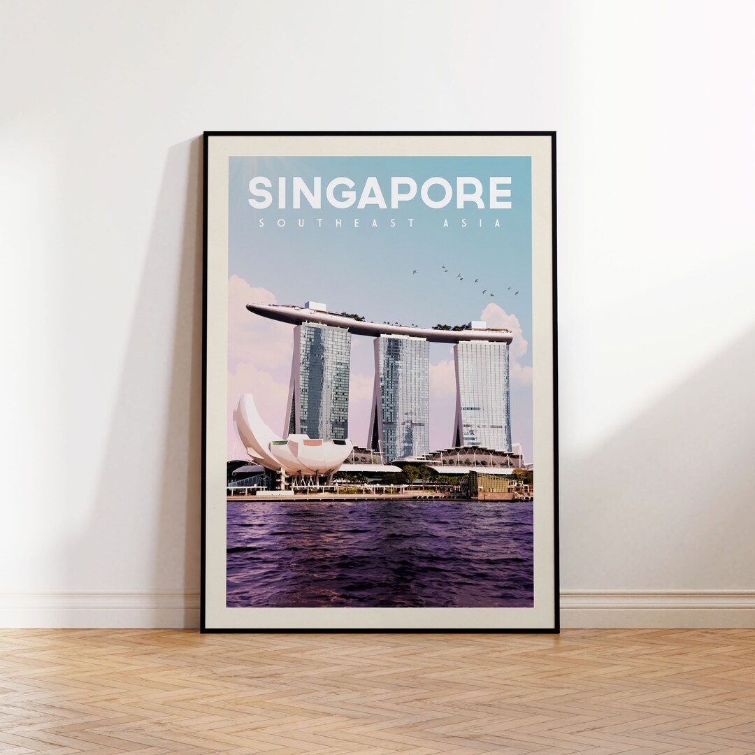 Singapore Poster, Singapore Print, Singapore Skyline Wall Art | Vintage ...