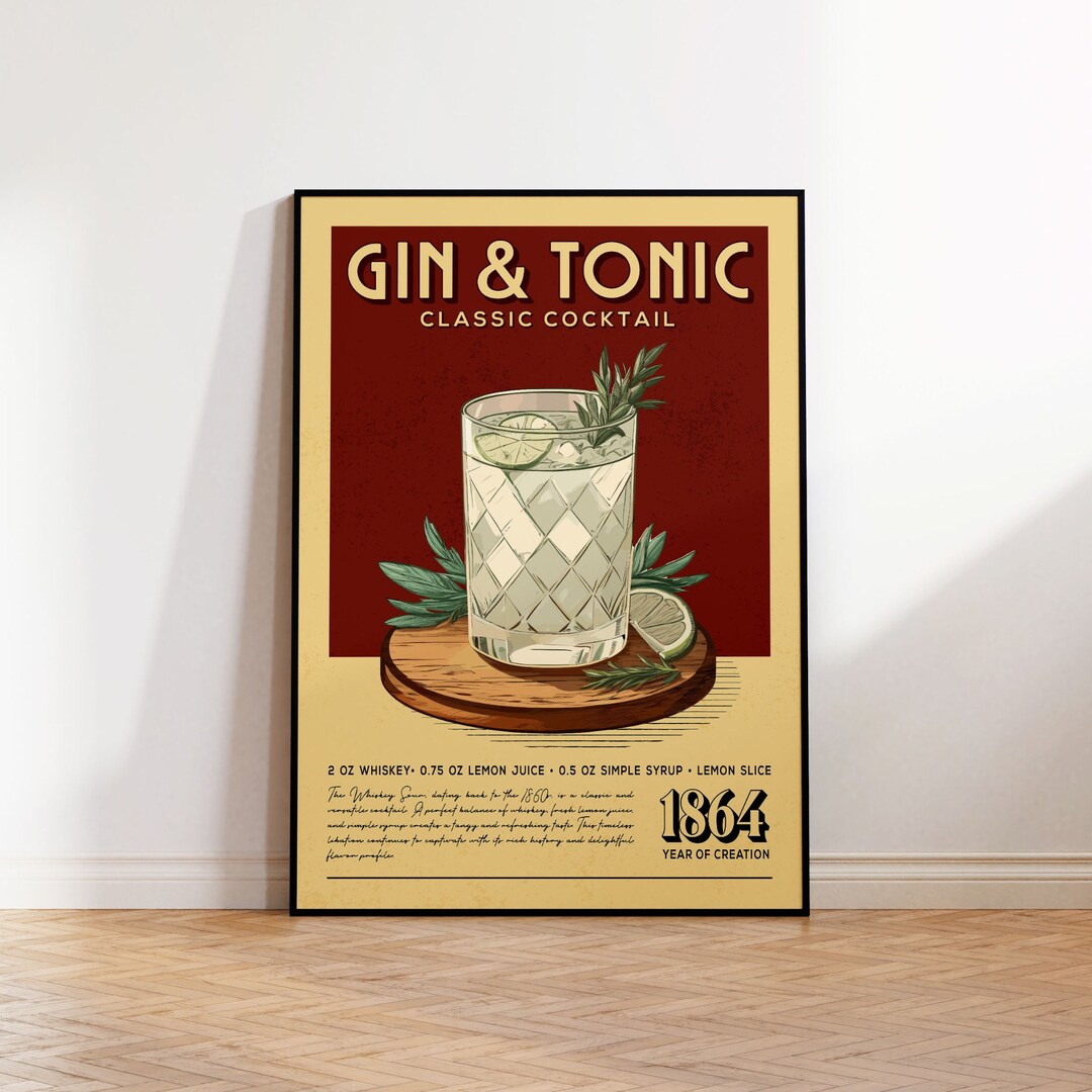 Gin and Tonic Cocktail Print Gin and Tonic Cocktail Poster - Etsy