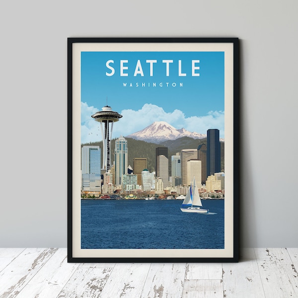 Seattle Poster - Etsy