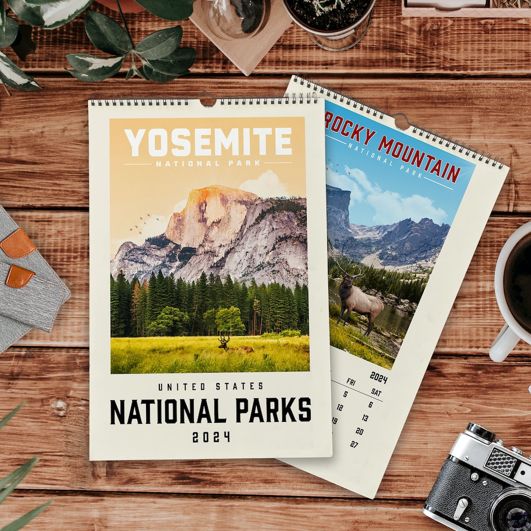 National Parks 2024 Wall Calendar, US National Park Calendar, Vintage ...