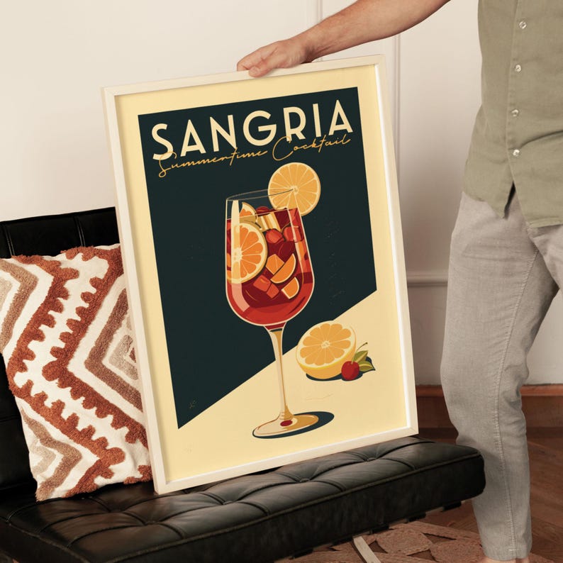 Sangria Print, Sangria Poster, Cocktail Bar Wall Art, Bar Cart Art ...