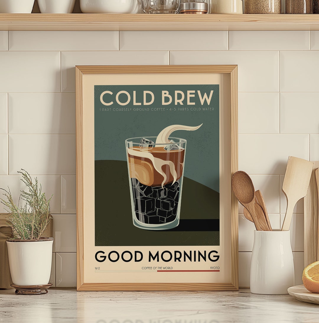 Cold Brew Coffee Poster, Kitchen Coffee Bar Art Print, Coffee Bar Sign ...