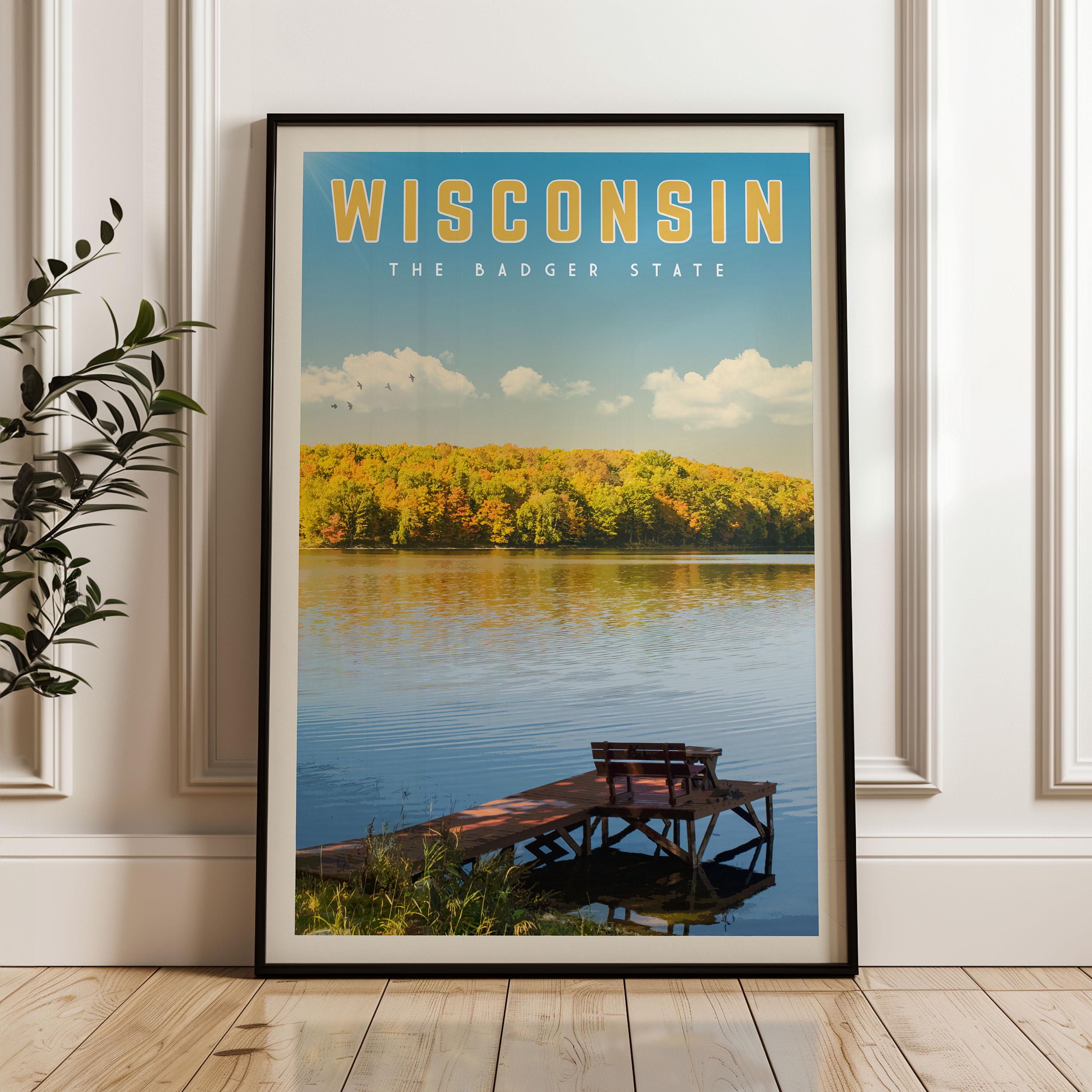 Wisconsin Travel Poster, Wisconsin Art Print, Wisconsin Gift, Wisconsin ...