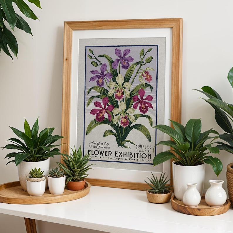 New York Orchid Botanical Poster, Urban Floral Wall Art | Vintage ...