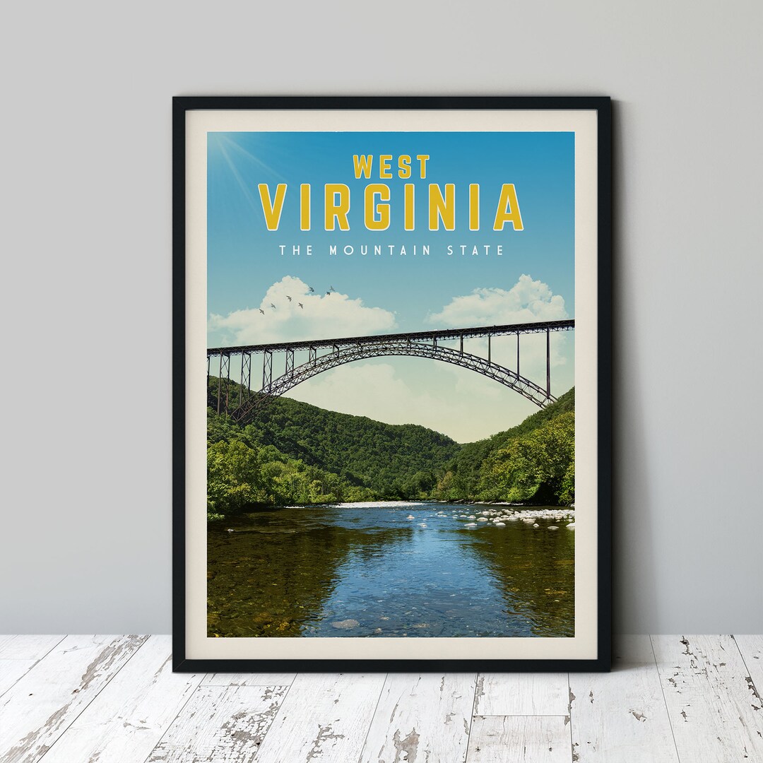 West Virginia Vintage Travel Poster West Virginia Retro Wall - Etsy