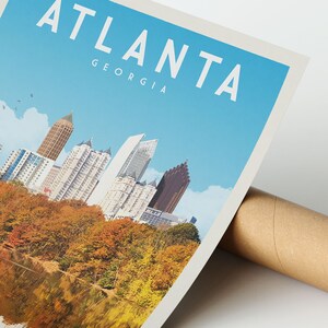 Atlanta Skyline Poster Print Vintage Atlanta Georgia Wall Art - Etsy