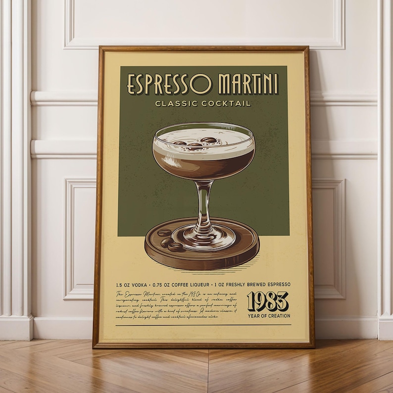 Espresso Martini Print, Espresso Martini Poster, Classic Cocktail Bar ...