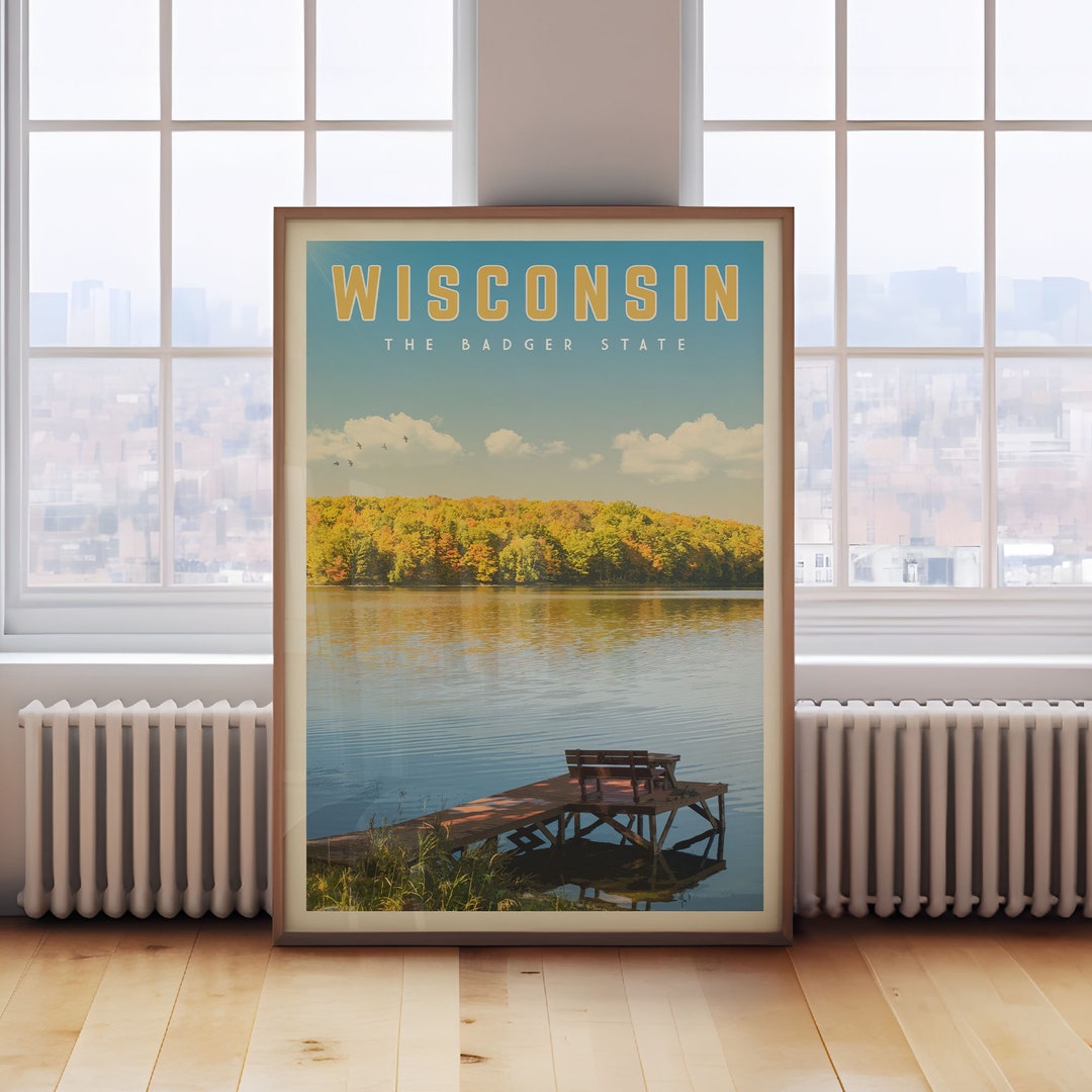 Wisconsin Travel Poster, Wisconsin Art Print, Wisconsin Gift, Wisconsin ...