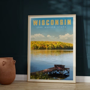 Wisconsin Travel Poster, Wisconsin Art Print, Wisconsin Gift, Wisconsin ...