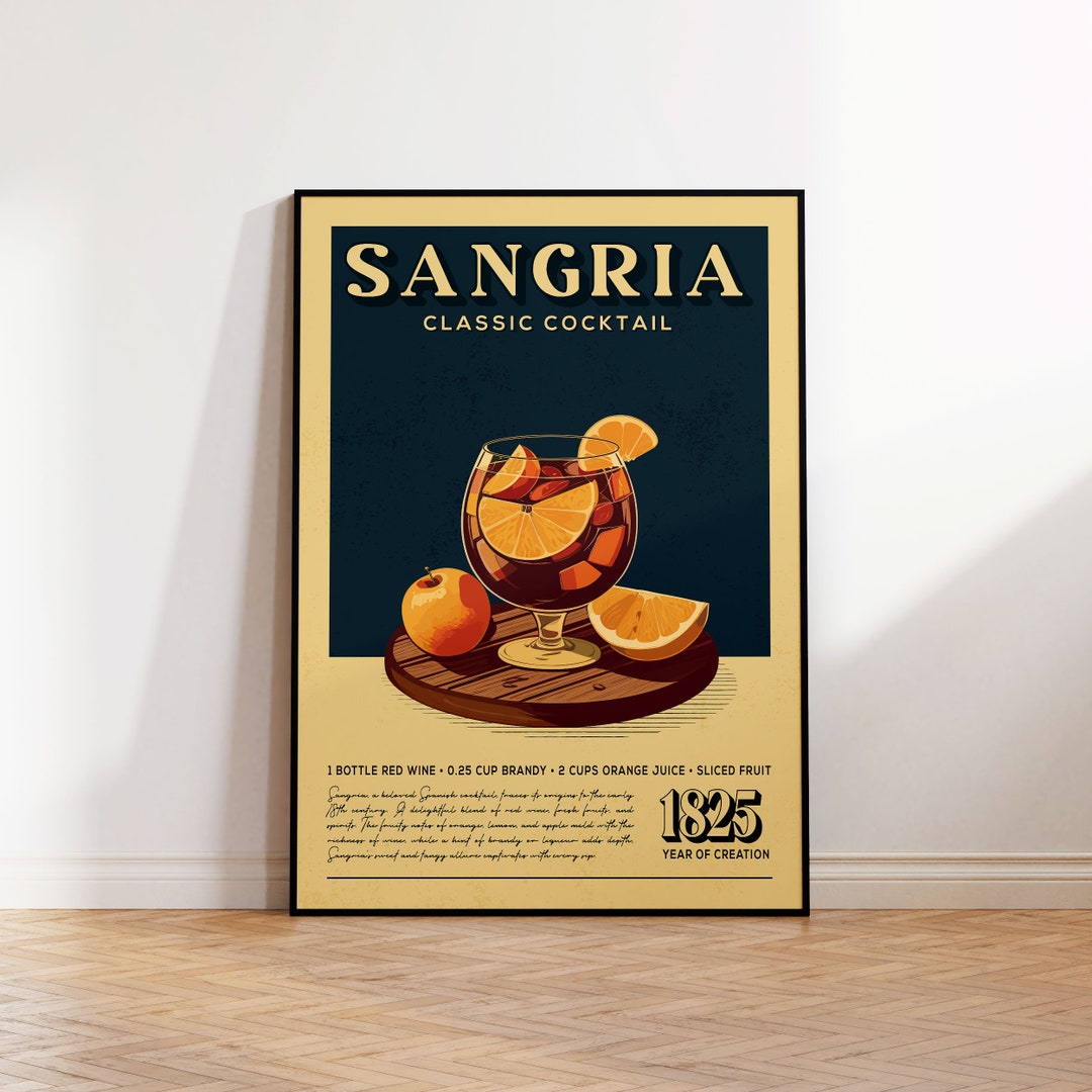 Sangria Print Sangria Poster Classic Cocktail Bar Wall Art - Etsy