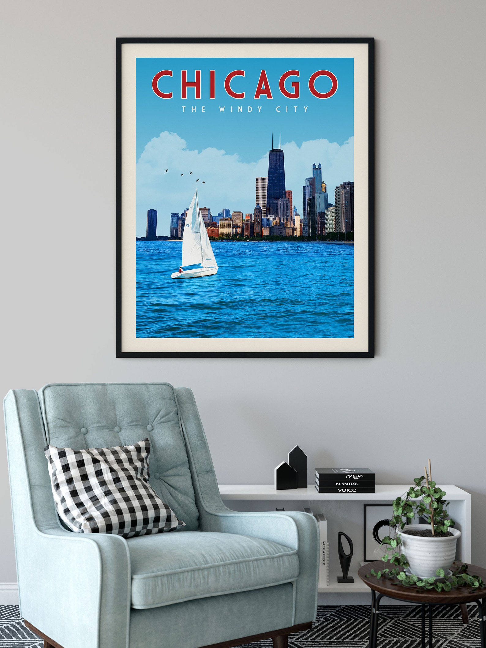 Chicago Wall Art Chicago Art Print Chicago Travel Poster - Etsy