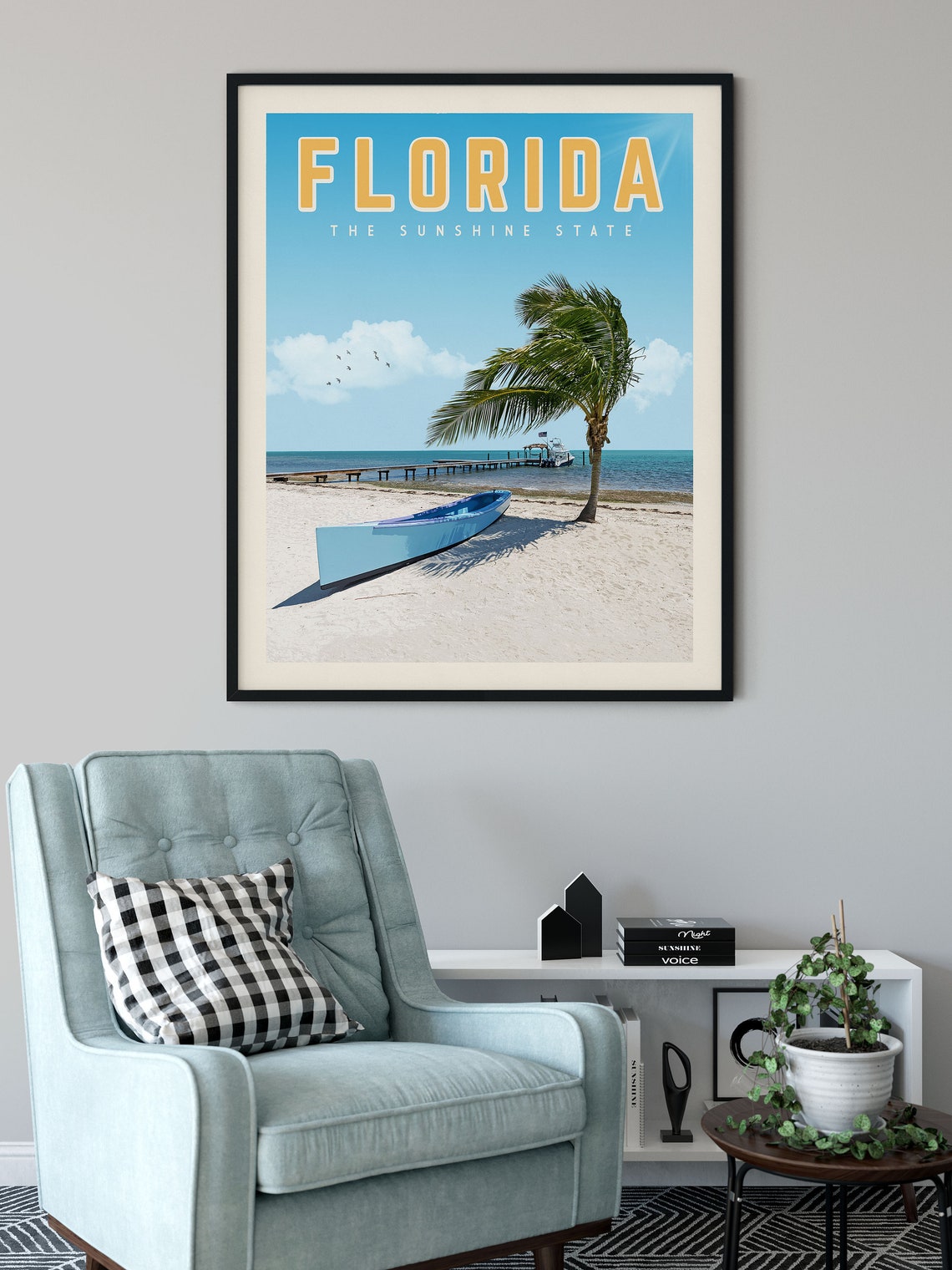 Florida Travel Poster Florida Wall Art Vintage Florida State | Etsy