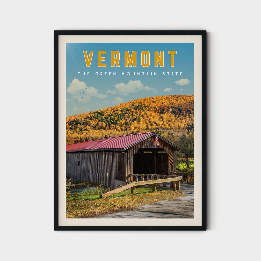 Vermont Travel Poster, Vermont Art Print, Vermont Gift, Vermont Wall ...