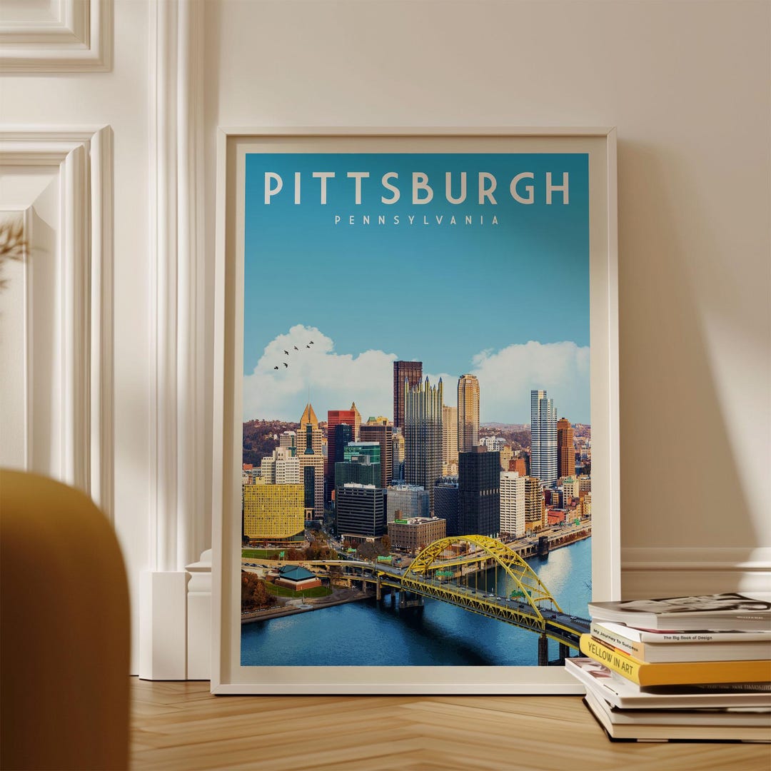 Pittsburgh Wall Art Print, Pittsburgh Retro Travel Poster, Pittsburgh ...