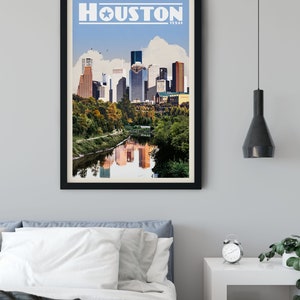 Houston Wall Art Houston Skyline Texas Poster Texas Wall - Etsy