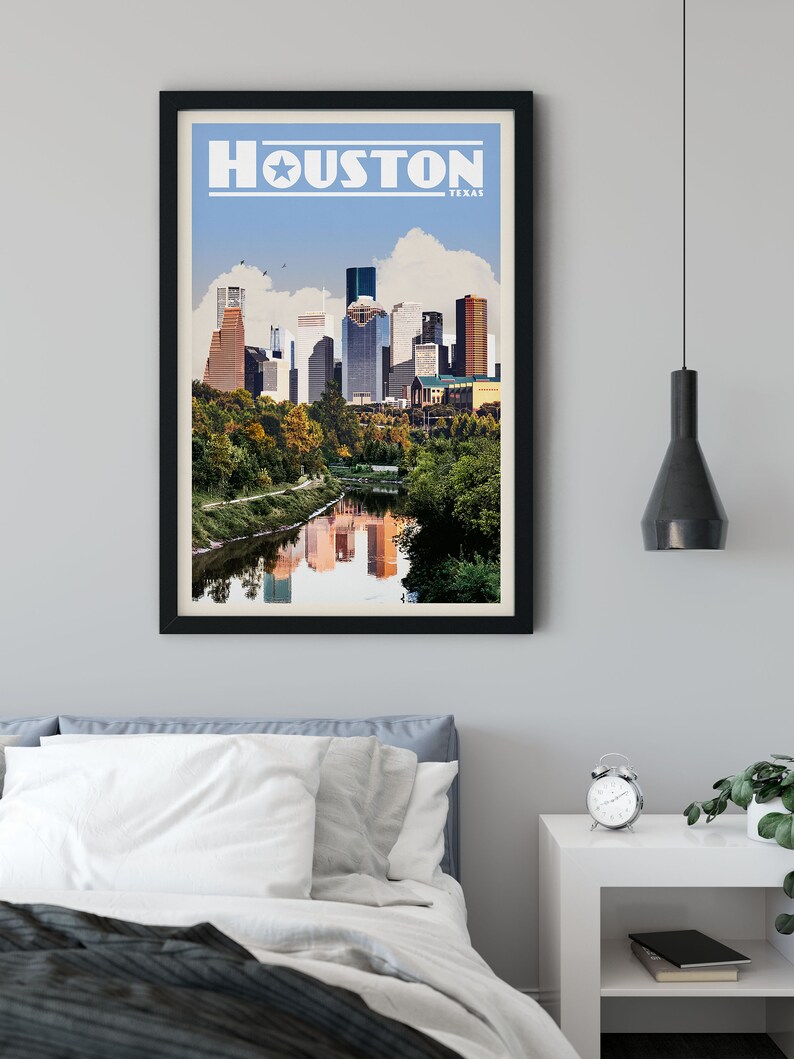 Houston Wall Art Houston Skyline Texas Poster Texas Wall - Etsy