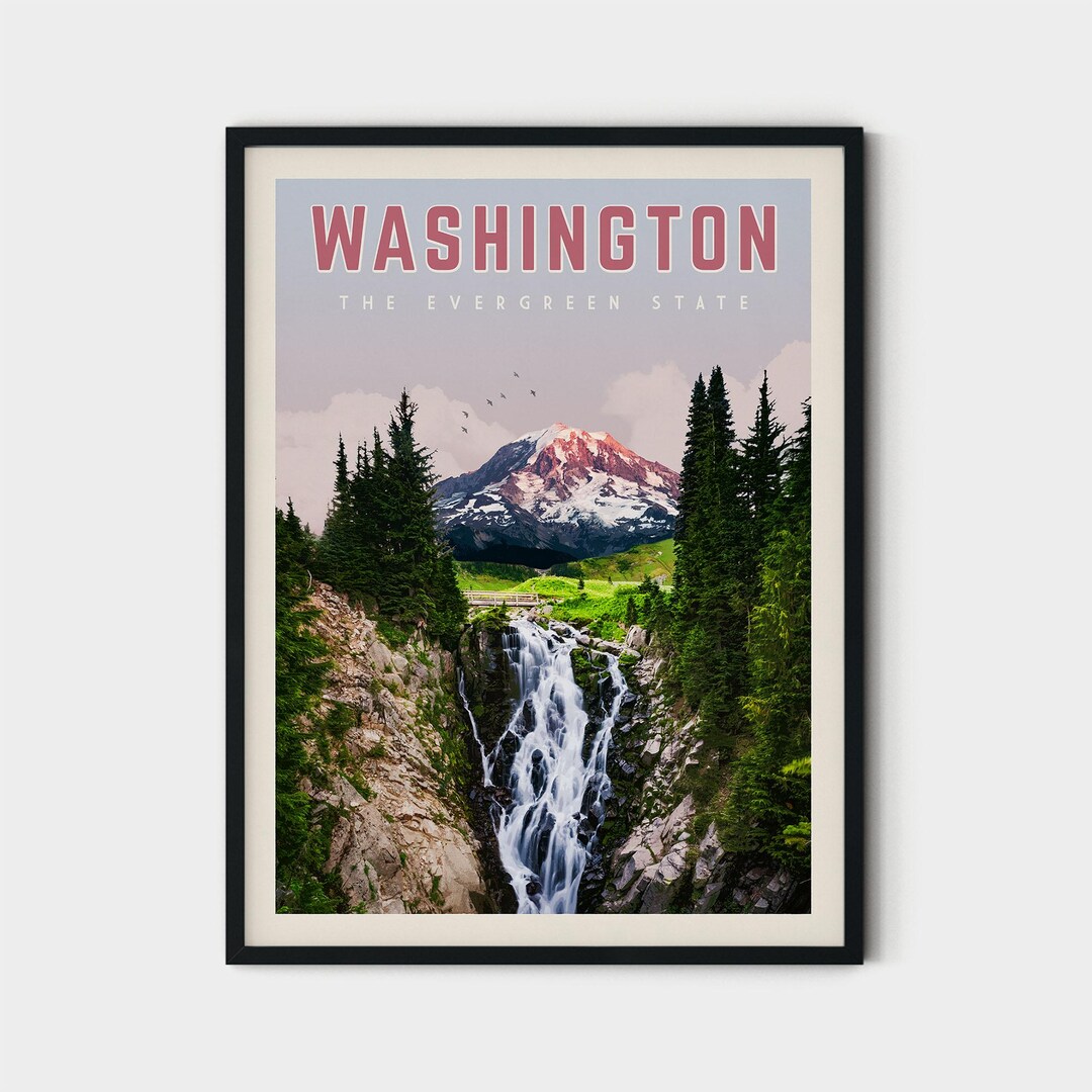 Washington State Wall Art, Washington State Travel Poster, Washington ...