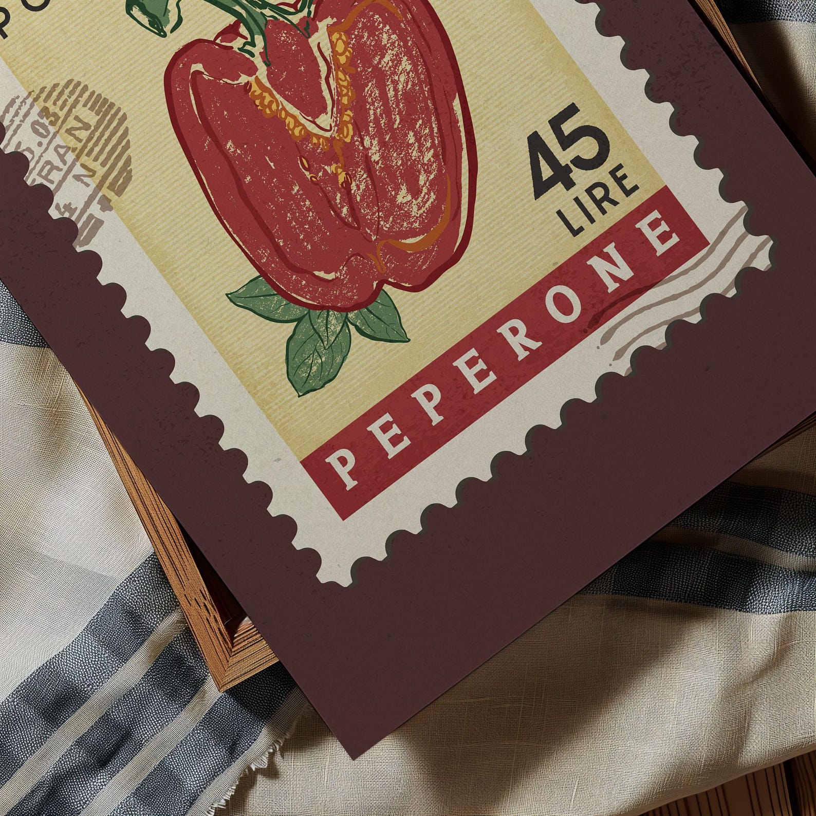 Red Bell Pepper Poster, Retro Stamp Poster | Retro Kitchen Print ...